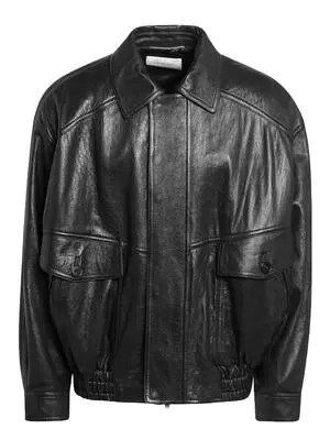 Saint Laurent Balloon Leather Bomber Jacket - Black