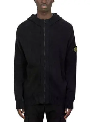 Stone Island Hooded Gauzed-effect Sweater - Black