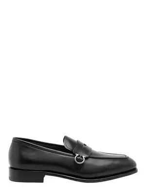 FERRAGAMO Leather Penny Loafers - Black