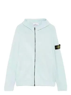 Stone Island Gauzed-effect Hooded Cardigan - Blue