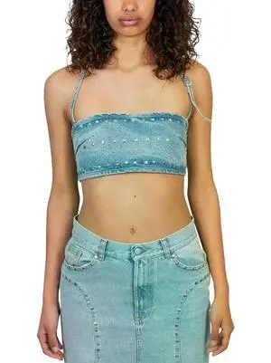 Gimaguas Studded Detail Denim Top - Blue