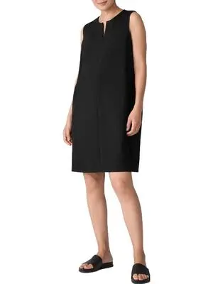 EILEEN FISHER Split Neck Shift Dress