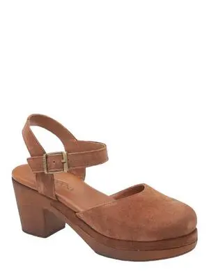 Cordani Warner Ankle Strap Platform Clog - Cognac Suede