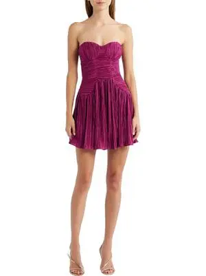 Lulus Greer Plissé Mini Dress - Berry