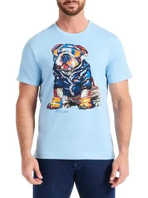 Robert Graham Chill Bulldog Cotton Graphic T-shirt - Slate Blue