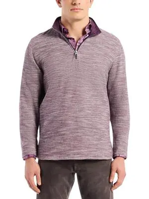 Robert Graham Ledson Space Dye Quarter Zip Top - Berry