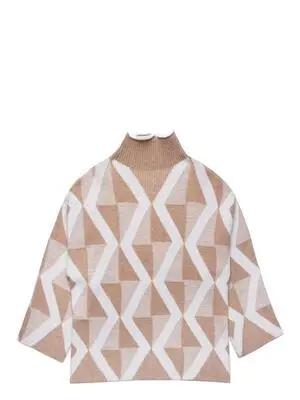 Deluc Troy Mock Neck Geometric Print Sweater - Beige With Ecru