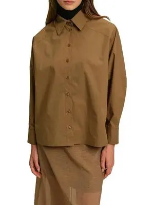 Deluc Oversize Cotton Poplin Shirt - Caramel