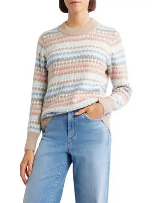 HATLEY Striped Crewneck Sweater - Grey