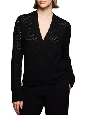 NIC+ZOE Pointelle Cashmere Blend Sweater - Black Onyx