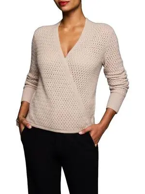 NIC+ZOE Pointelle Cashmere Blend Sweater - Sandstone