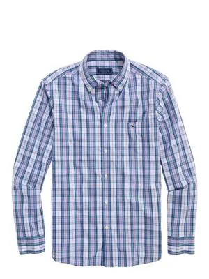 Vineyard Vines Washashore Classic Fit Plaid Stretch Cotton Button-down Shirt - Lilac Breeze