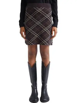 Burberry Ginny Check Knit Miniskirt - Truffle Ip Check