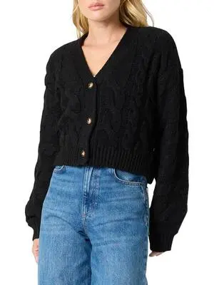 ALL IN FAVOR Cable Stitch Cardigan - Black