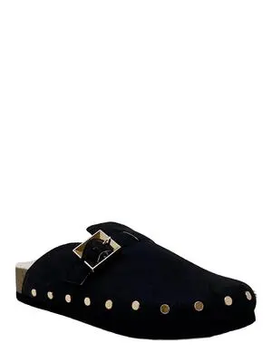 SHU SHOP Faux Shearling Lined Clogs - Black Suede