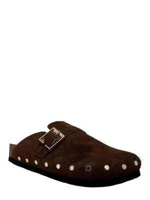 SHU SHOP Faux Shearling Lined Clogs - Brown Suede