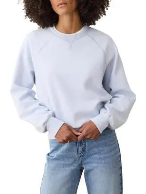 Marine Layer Cloud 9 Reversible Organic Cotton Blend Fleece Crewneck Sweatshirt Soft Chambray