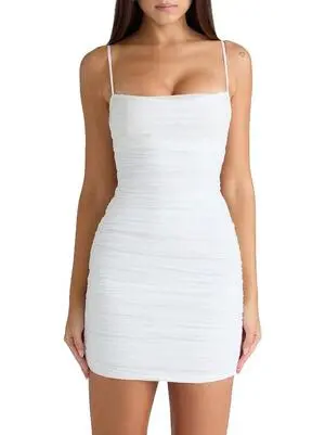 House Of Cb Ruched Sleeveless Mini Dress - White