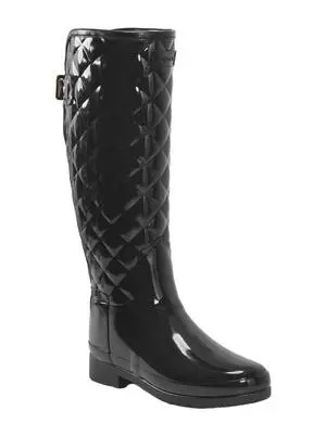 Hunter Original Refined High Gloss Quilted Rain Boots - Black