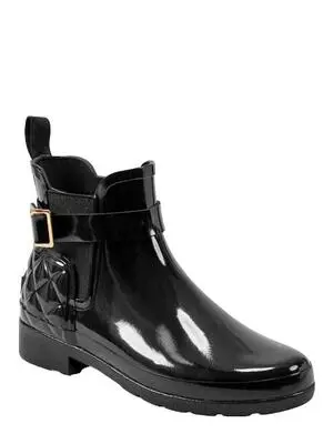 Hunter Original Refined Quilted Gloss Chelsea Waterproof Boot - Black