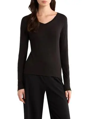 Eileen Fisher V-neck Long-sleeve T-shirt - Black
