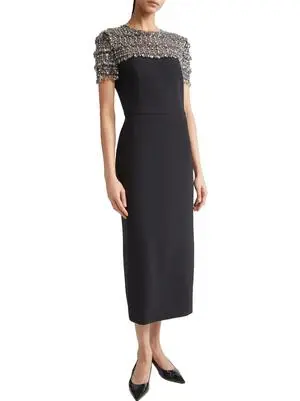 Carolina Herrera Crystal Embellished Cocktail Dress - Black Multi