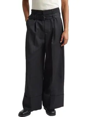 Simone Rocha Double Belt Loop Wide Leg Pants - Charcoal