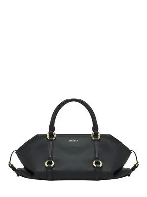 Alexander McQueen Medium Farringdon Leather Satchel - Black/gold