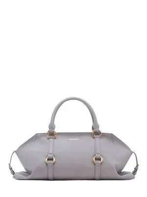 Alexander McQueen Medium Farringdon Leather Satchel Grey/gold