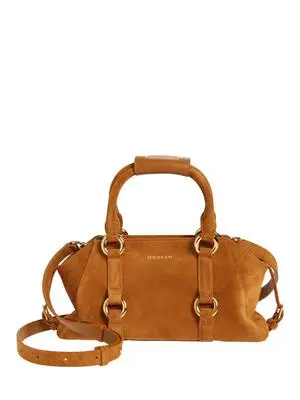Alexander McQueen Small Farringdon Suede Satchel - Tan/gold
