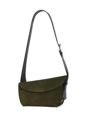 Alexander McQueen Large T-bar Suede Sling Bag - Military/black/silver