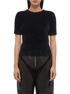 Helmut Lang Eyelash Faux Fur Crop Top - Black