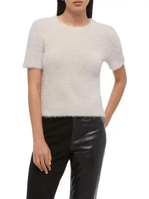 Helmut Lang Eyelash Faux Fur Crop Top - Ivory