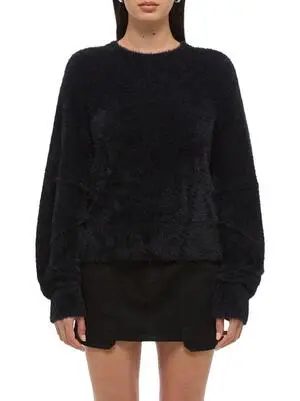 Helmut Lang Apex Eyelash Faux Fur Sweater - Black
