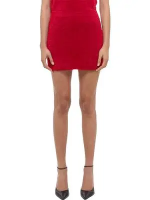 Helmut Lang Eyelash Knit Mini Skirt Red