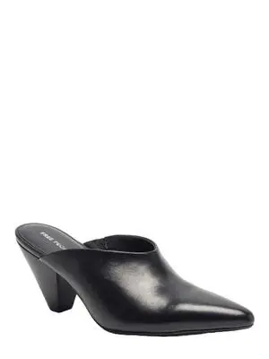 Free People Pointed Toe Cone Heel Mule Black Leather