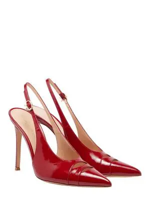 GIANVITO ROSSI 105 Patent Leather Slingback Pumps - Red