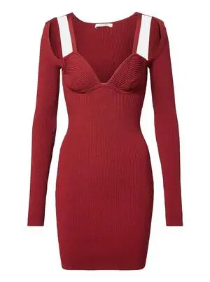 NENSI DOJAKA Cutout Knitted Minidress - Burgundy