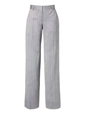 Stella McCartney Striped Wool Wide-leg Trousers - Grey