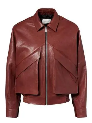 Magda Butrym Leather Bomber Jacket - Burgundy