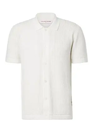 Orlebar Brown Tiernan Crochet Cotton Polo Shirt - White