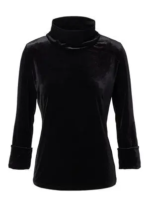 Dorothee Schumacher Velvet Turtleneck Top - Black