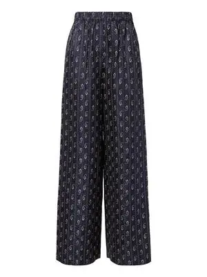 Tory Burch Paisley Jacquard Wide-leg Pants - Blue