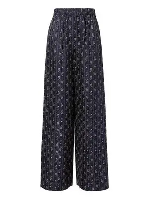 Tory Burch Paisley Jacquard Wide-leg Pants - Blue
