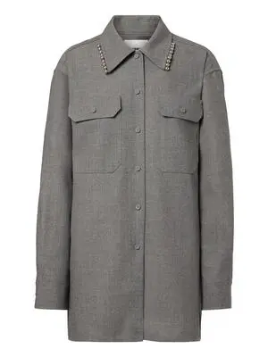 JIL SANDER Beaded Wool Canvas Shirt - Grey