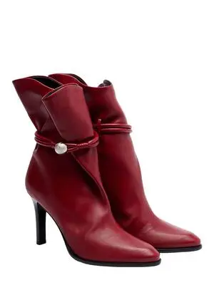 Isabel Marant Lolya 90 Leather Ankle Boots - Red
