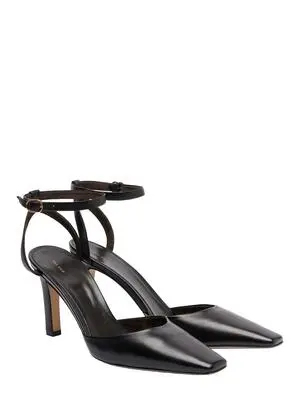 THE ROW Carla 80 Leather Sandals - Black
