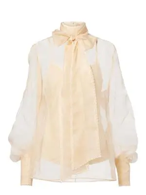 Zimmermann Bow-detail Silk Organza Blouse - Beige