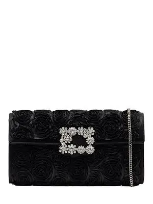 ROGER VIVIER Efflorescence Embellished Satin Clutch - Black