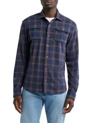 Johnnie-o Judah Check Button-up Flannel Overshirt - Coffee